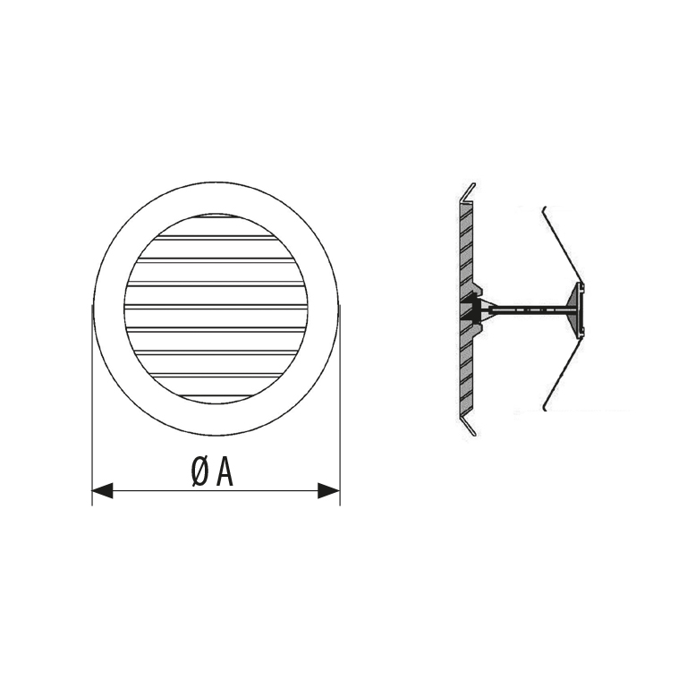 Tecnosystemi - Round grille in aluminium with springs and mesh