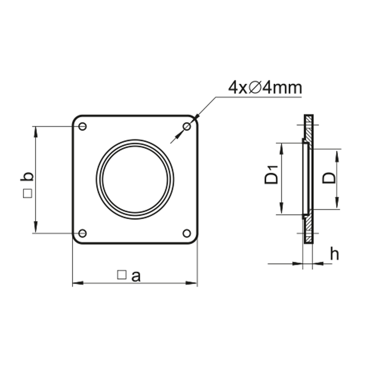 PMT 100 PVC wall plate with hole - Tecnosystemi