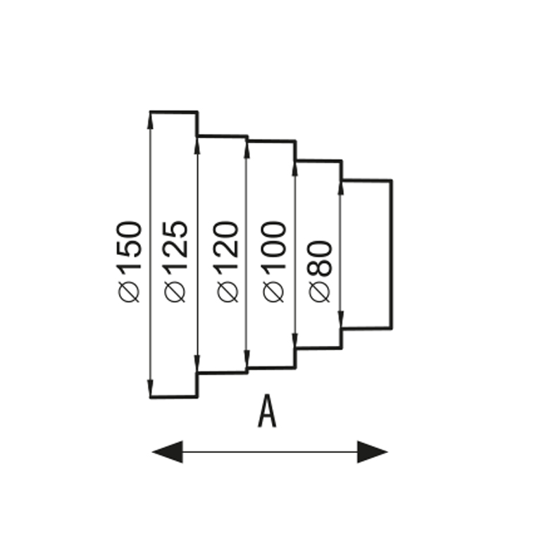 Tecnosystemi - RDZ 100 Reduction Ø 80 - 100 - 120 - 125 - 150