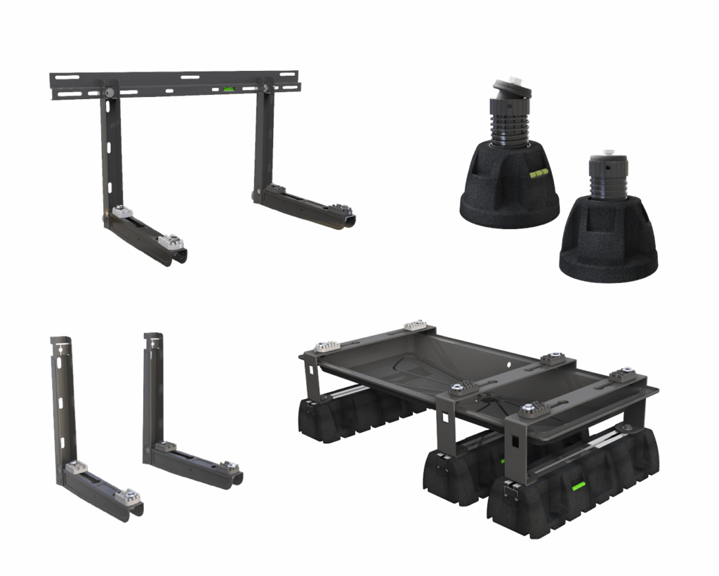 Supports and mounting hardware for heat pumps and air conditioning ...